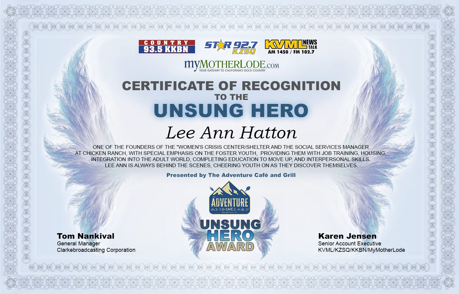 The Unsung Hero for January 2025 is……….Lee Ann Hatton! – KKBN 93.5 FM